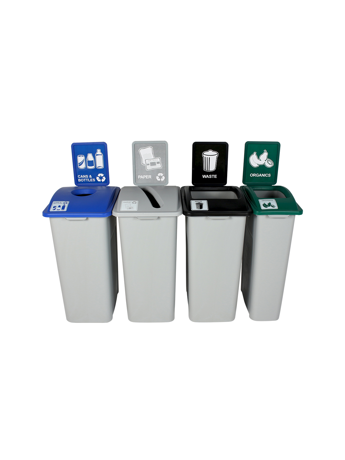 WASTE WATCHER - Quad - Kit - Xl - Cans & Bottles-Paper-Organics-Waste ...