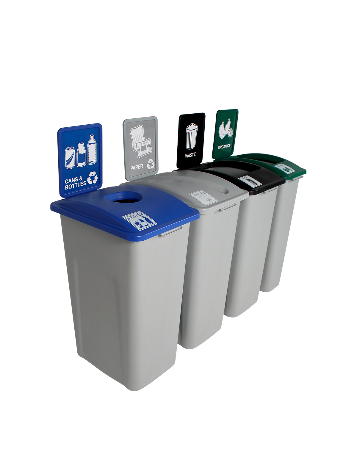 WASTE WATCHER - Quad - Kit - Xl - Cans & Bottles-Paper-Organics-Waste ...